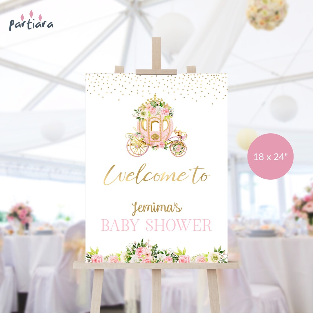 Princess Welcome Sign, Baby Shower Princesses Party Welcome Poster ...