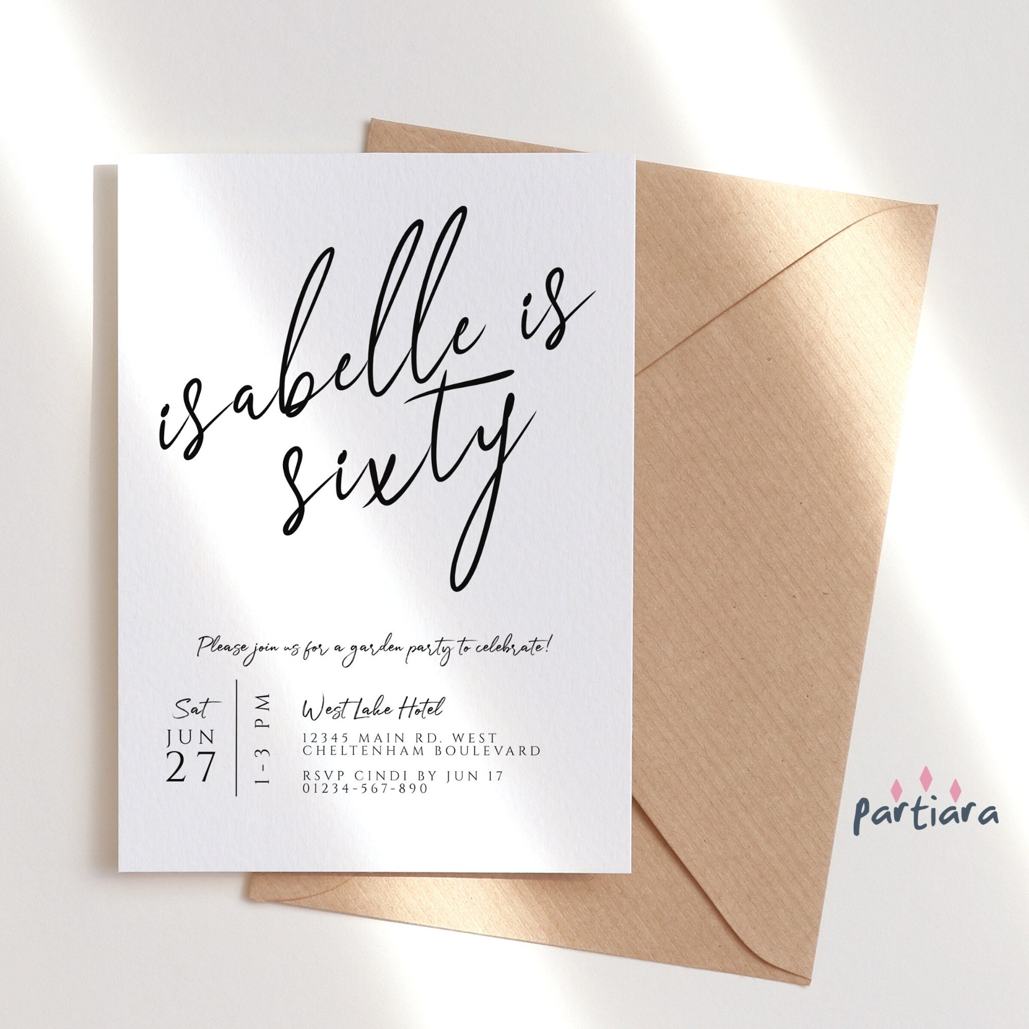 Elegant Birthday Invite Printable Men or Ladies Personalized - Etsy