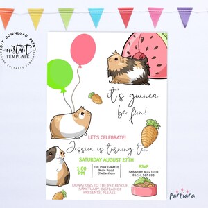 Guinea Pig Party Invitation Guinea Pig Birthday Party Invite | Etsy