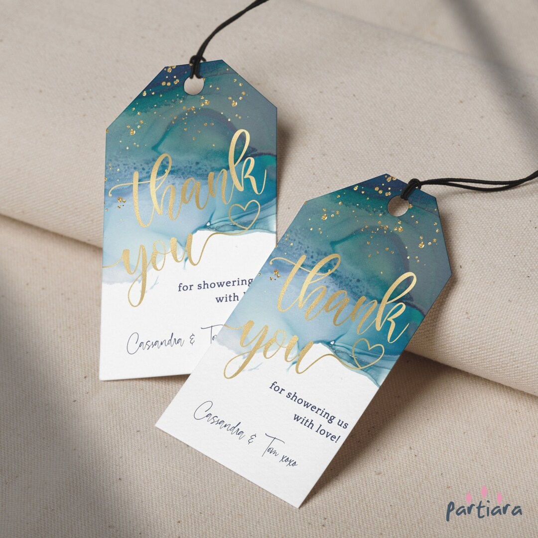 Teal Thank You Tag, Favor Gifts Label Template, Birthday Dinner Party ...
