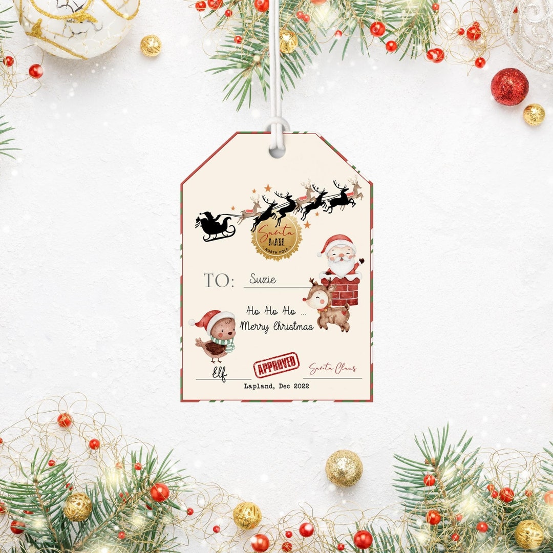 Editable Santa Gift Tag Template, Christmas Eve Gifts Delivery Labels ...