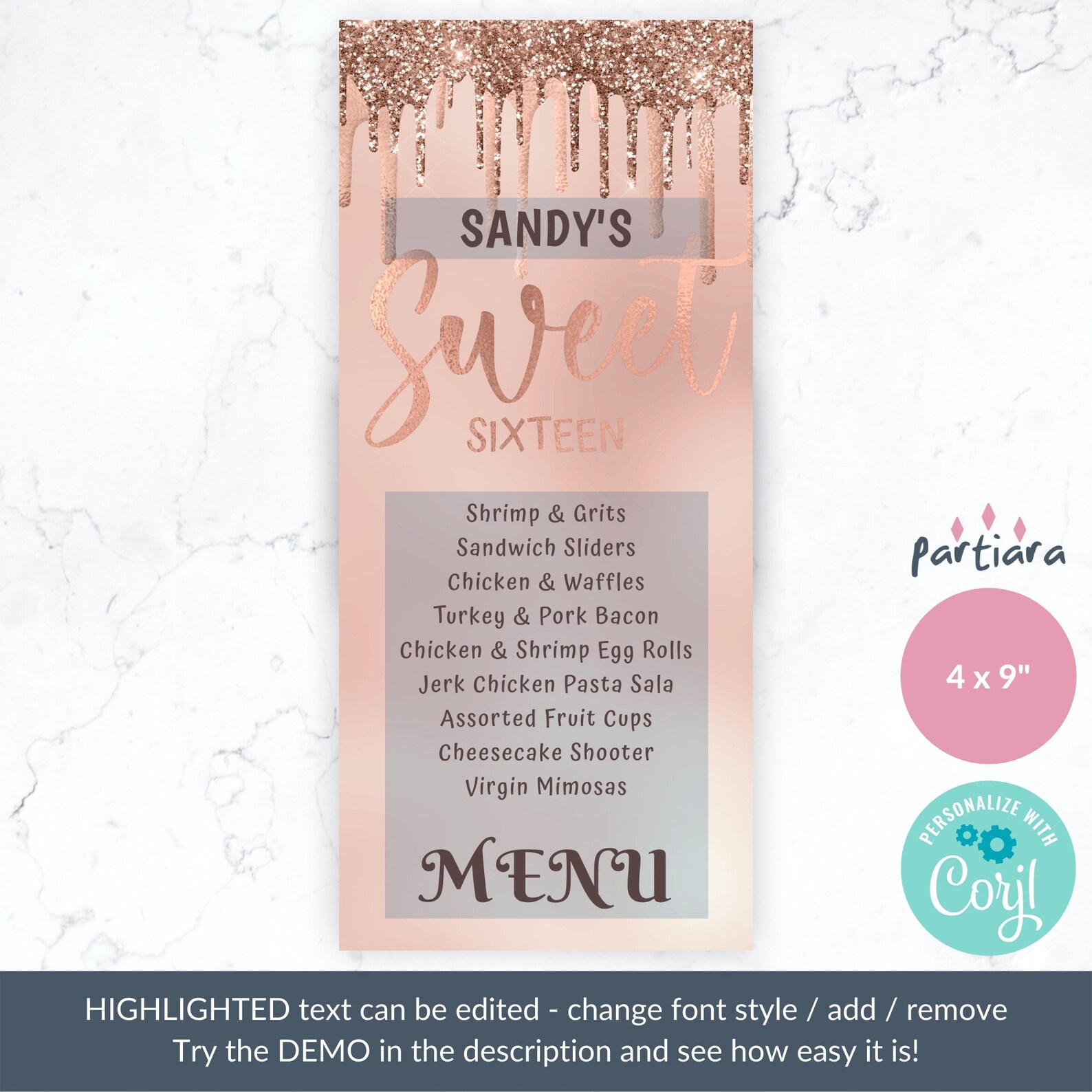 Sweet 16 Birthday Menus Printable Rose Gold Blush Pink Dinner - Etsy