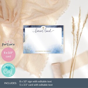 Baby Memorial Share a Memory Sign and Notecard Set Boys Funeral Poster ...