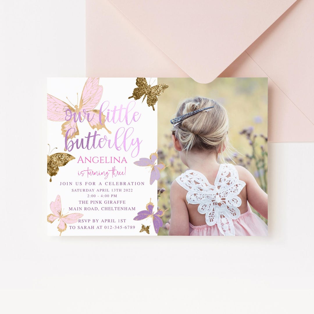 Butterfly 1st Birthday Invitation Template, Our Little Butterfly ...