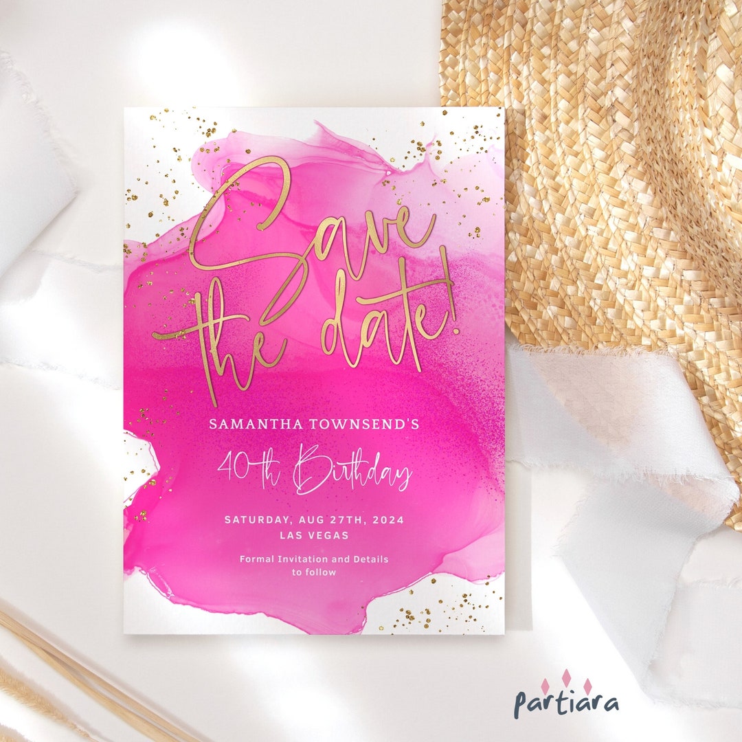 Pink Save the Date Card Printable, Ladies Day Save the Dates Editable ...