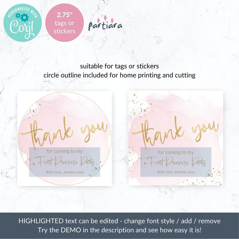 Birthday Thank You Tags for Girls, Pastel Pink Party Favor Gifts Tag ...