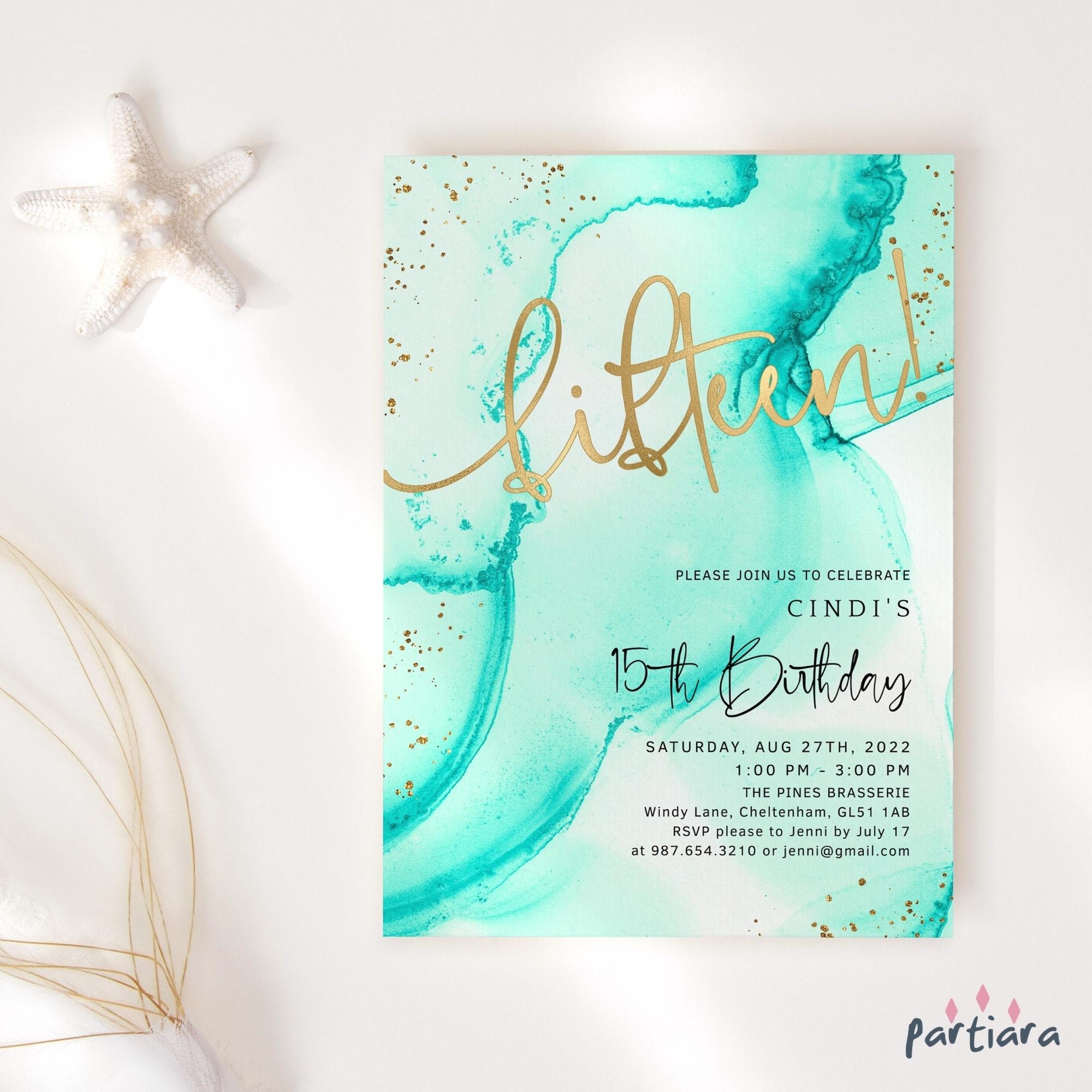 Turquoise Birthday Invitations