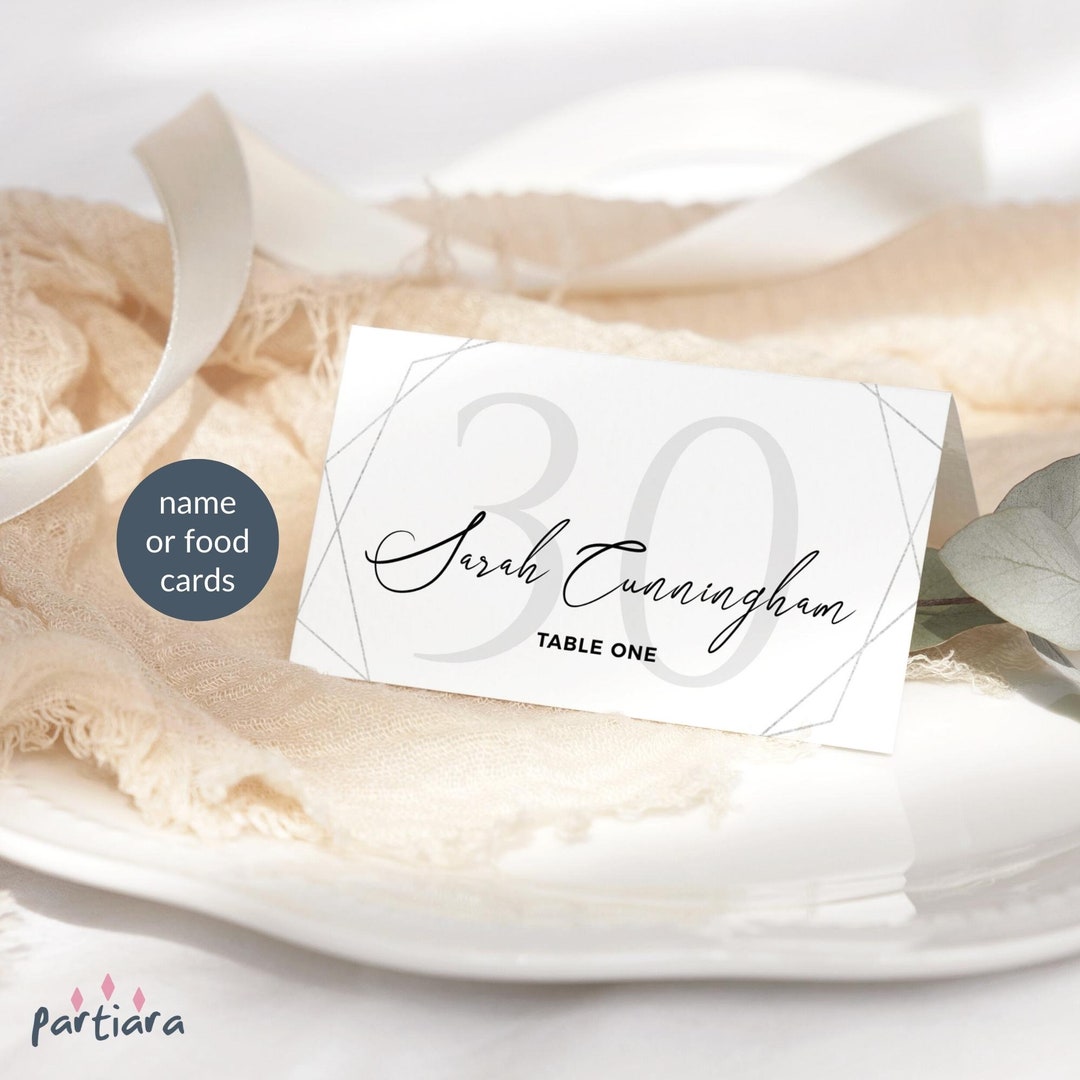 Birthday Table Place Card Template, Mens Milestone Dinner Party Seating ...