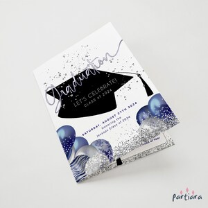 Blue Graduation Program Template, Grad Ceremony Folding Programs, Grads ...