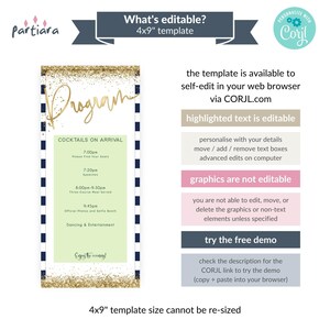 Blue Gold Program Card Printable Graduation Party Table Programs ...