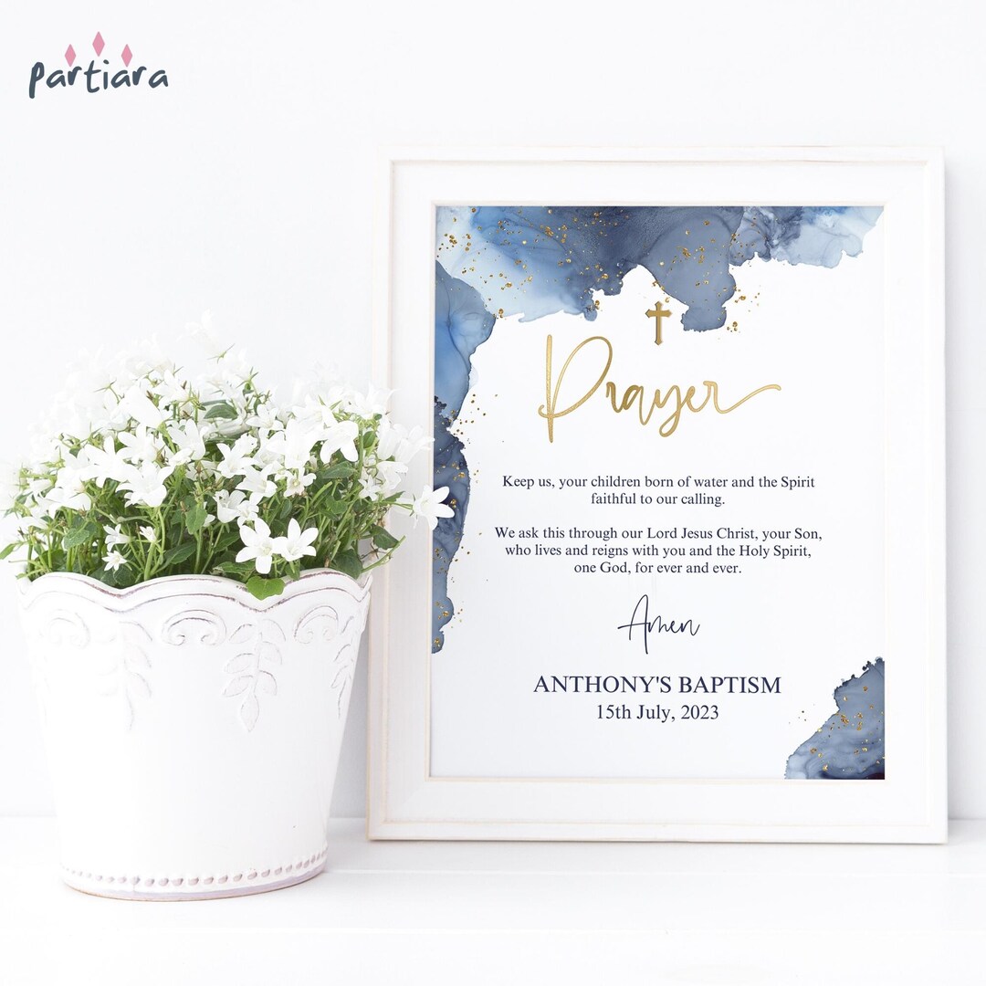 Boy Baptism Prayer Sign, Christening Blessings Table Poster Decor ...