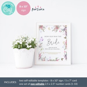 Bridal Shower Butterfly How Old Was the Bride Floral Photo Age Guessing ...