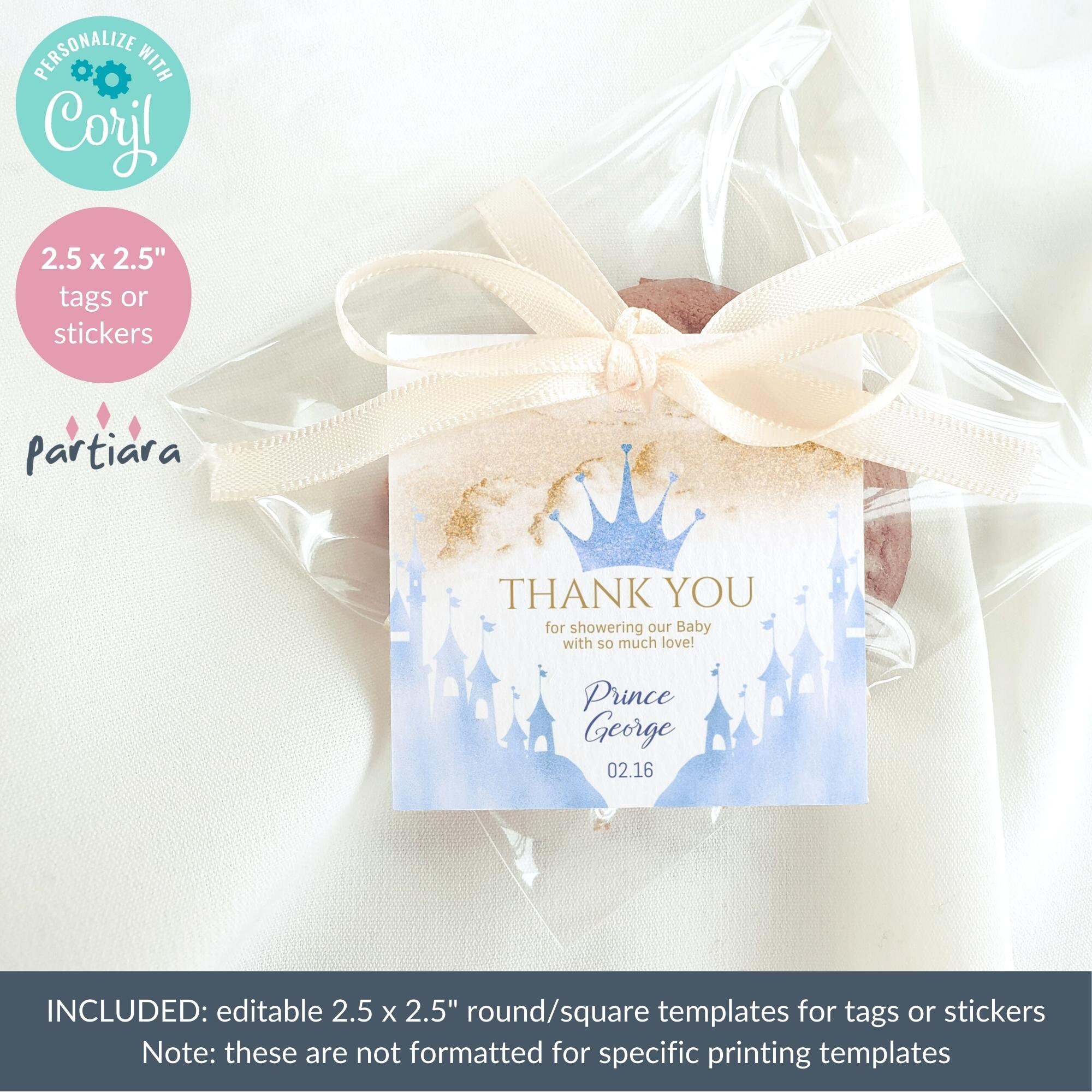 Prince Baby Shower Tag Template, Boys 1st Birthday Favor Gift Thank You ...