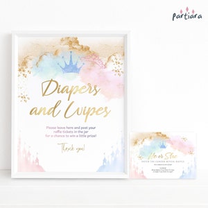 Princess Diapers and Wipes Table Sign Printable, Gender Reveal ...