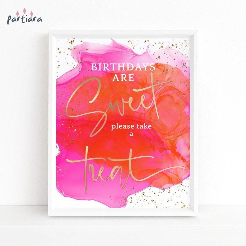 Birthday Treats Table Sign Template, Teen Girls Party Poster Printable ...