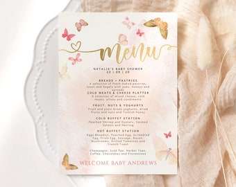 Pink Butterfly Menu Cards - Etsy