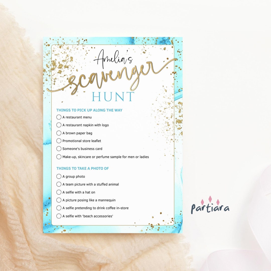 Scavenger Hunt, Teen Girls Birthday Shopping Mall Scavenger Game Card ...