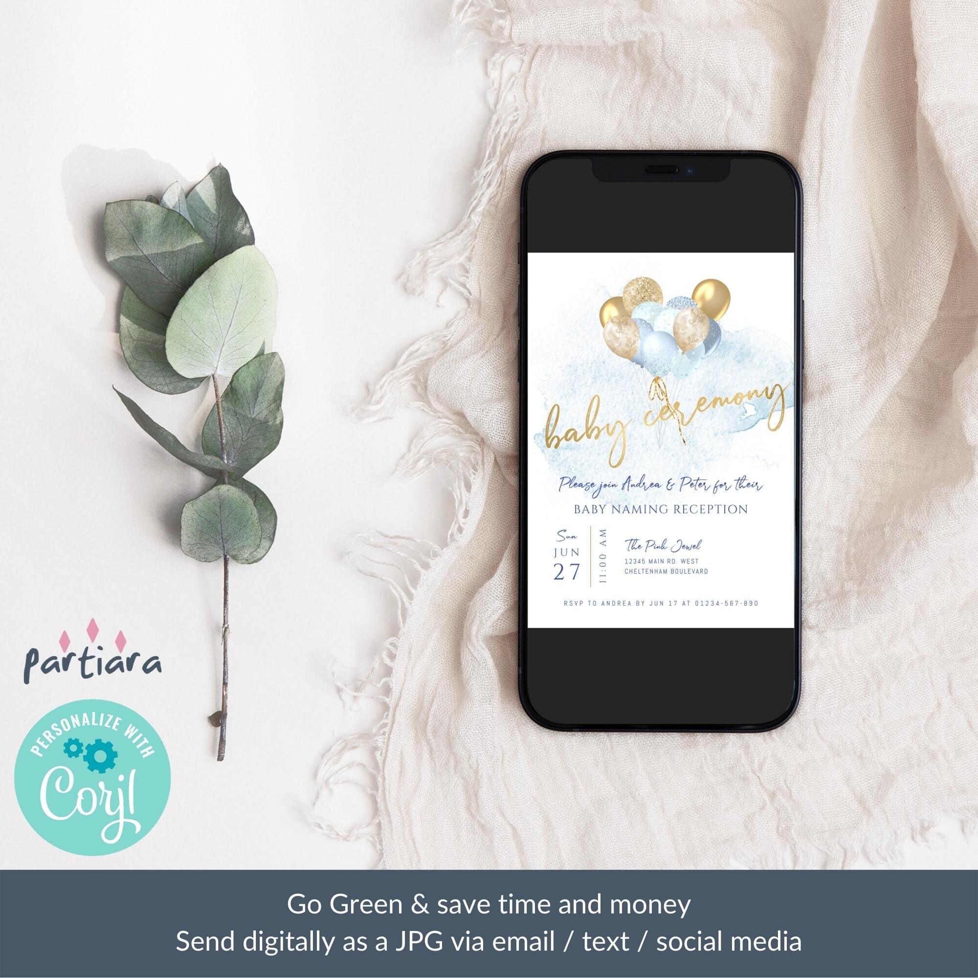 Boy Baby Ceremony Invitation Printable Naming Day Celebration - Etsy