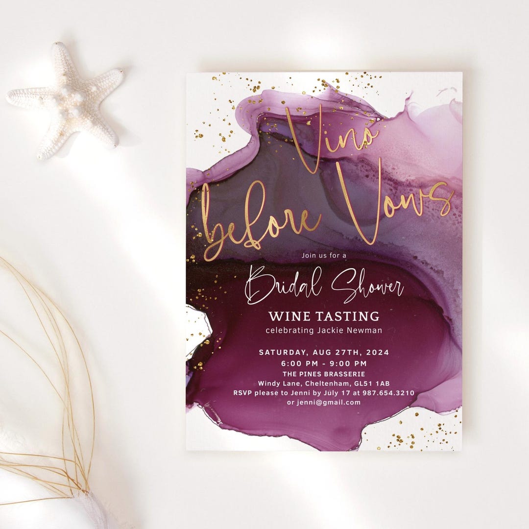 Bridal Wine Tasting Invitation, Vino Before Vows Dinner Party Invite ...