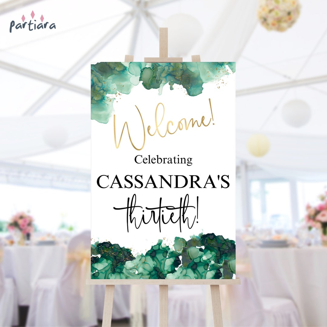 Birthday Welcome Sign Emerald Green Template Digital Download, Ladies ...