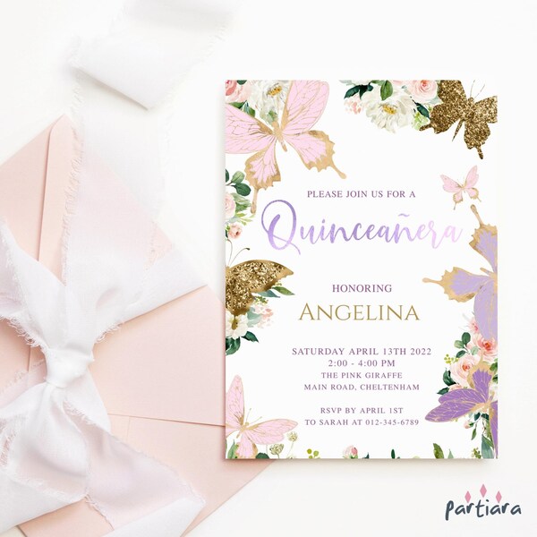 Quinceanera Lilac Flower Invitations - Etsy