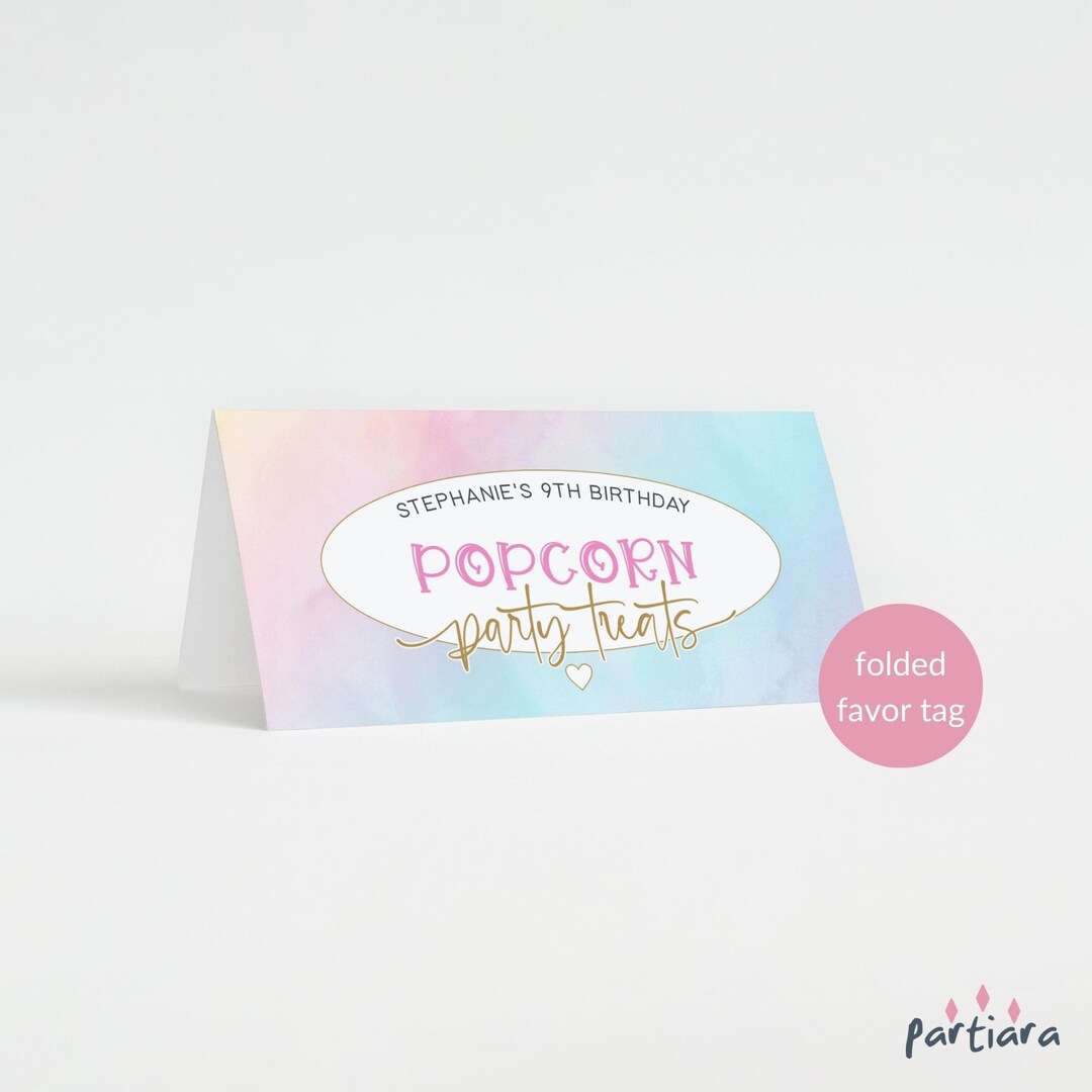 Rainbow Treat Bag Label Template, Goodie Bag Labels Printable, Girls ...