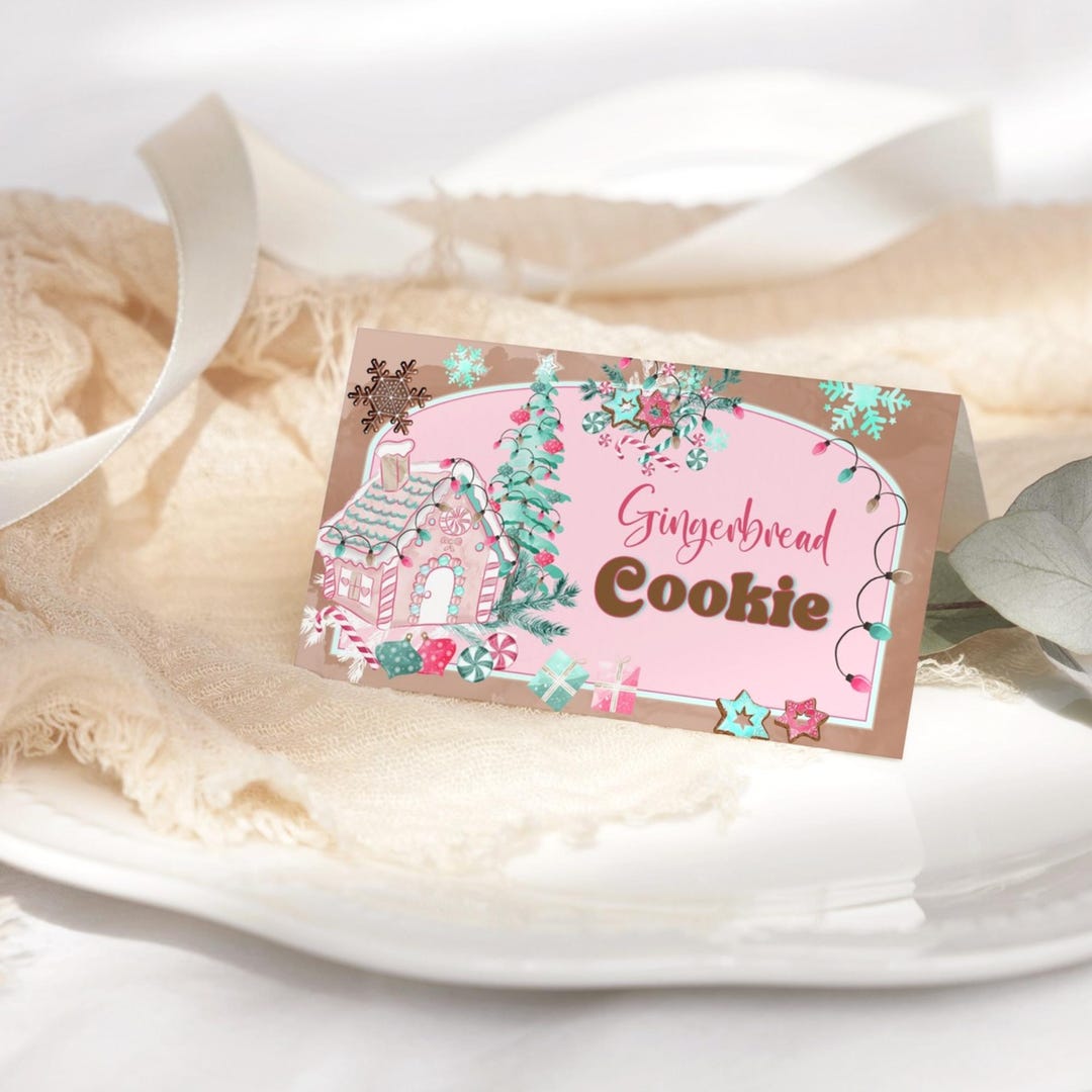 Cookie Swap Name Cards, Christmas Place Card Printable, Cookie Birthday ...