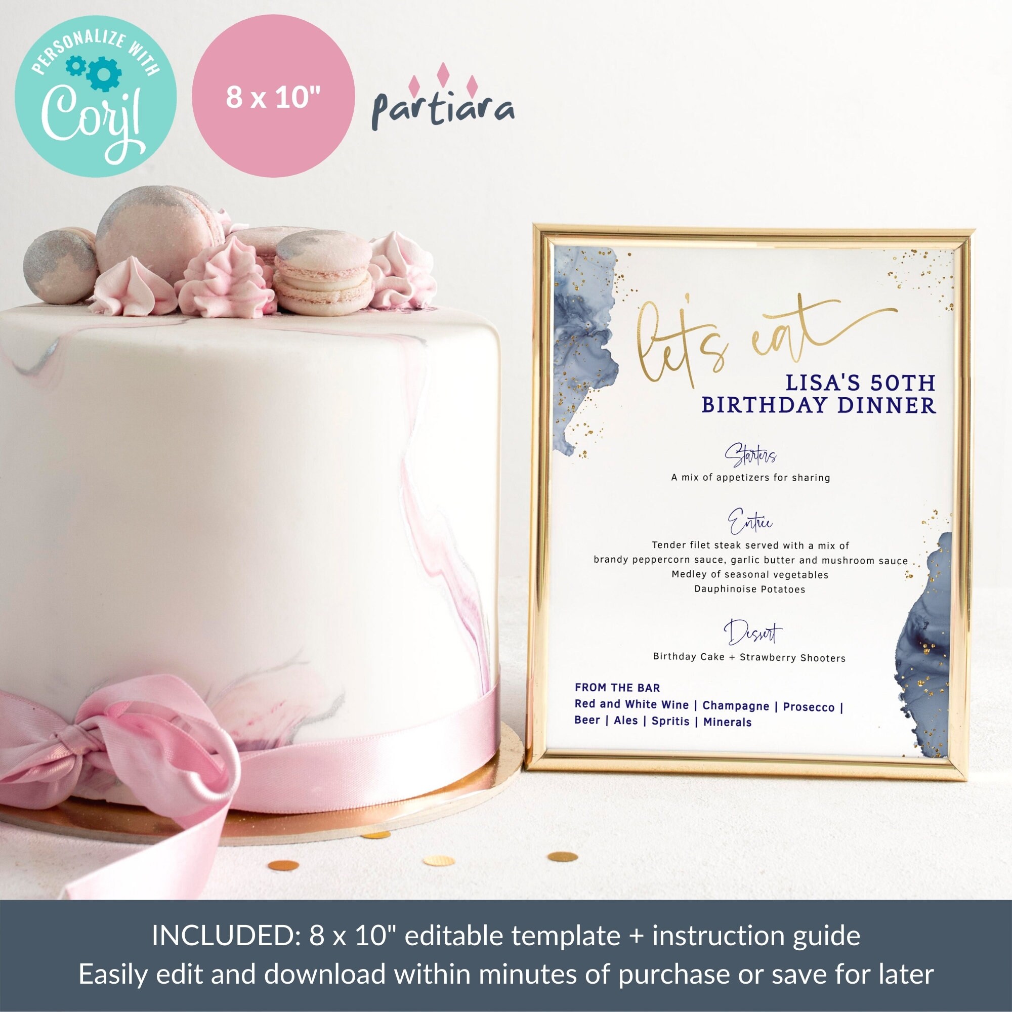 Navy Blue Food Menu Table Sign Editable Teen Boys Mens Ladies - Etsy