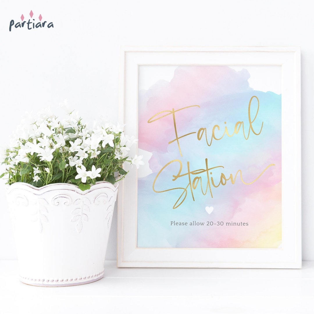 Spa Birthday Signage, Facial Pamper Party Sign Printable, Pastel ...