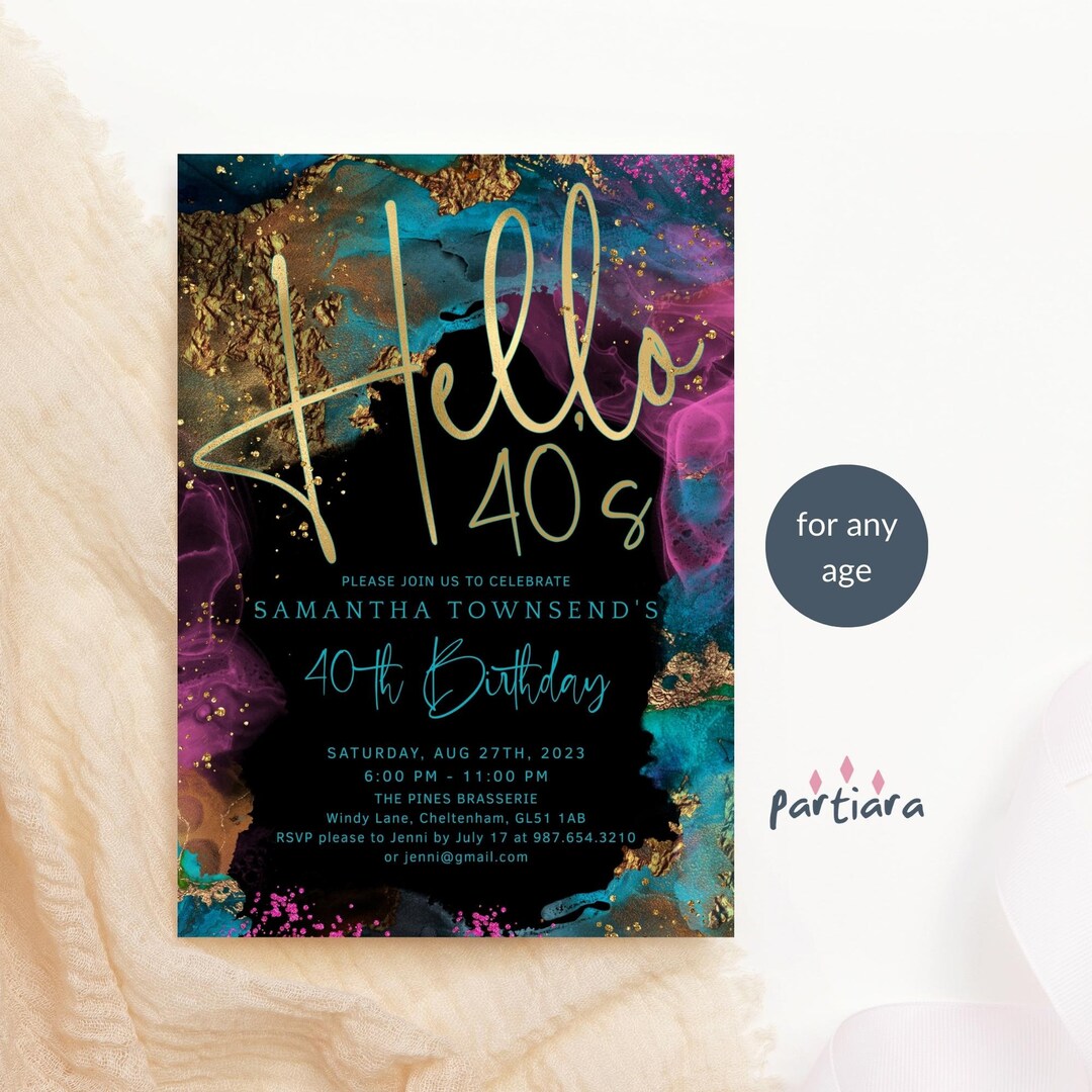 Hellos 40s Invite 40th Birthday Invitations Ladies Forties Dinner Party ...