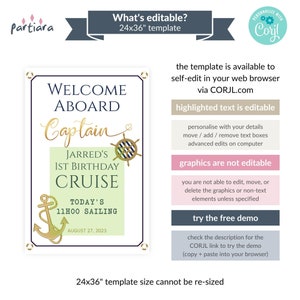 Nautical Welcome Sign Captains Birthday Party Welcome Aboard Poster ...