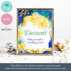 Editable Desserts Sign Birthday Party Sweets Table Poster - Etsy