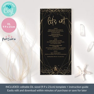 Lets Eat Menu Editable Template Birthday Menus Dinner Party - Etsy