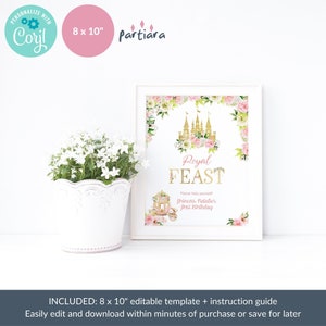 Princess Birthday Food Table Sign Printable Royal Fairytale Buffet ...