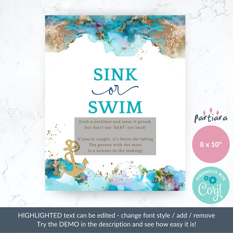 Baby Sink or Swim Game Nautical Baby Shower Beach Party Games - Etsy