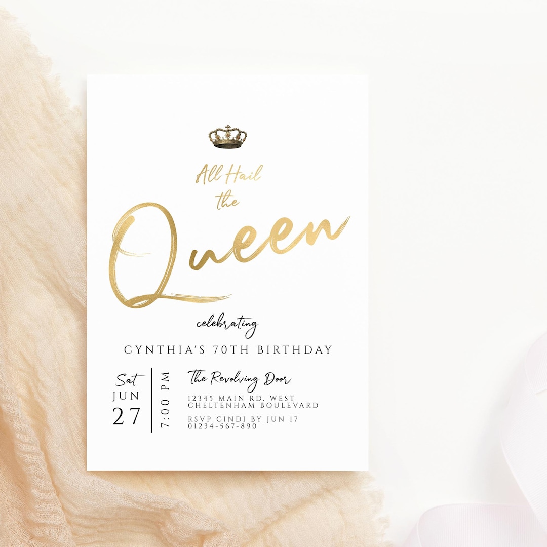 All Hail the Queen Invitation Birthday Party Printable, Ladies 50th ...