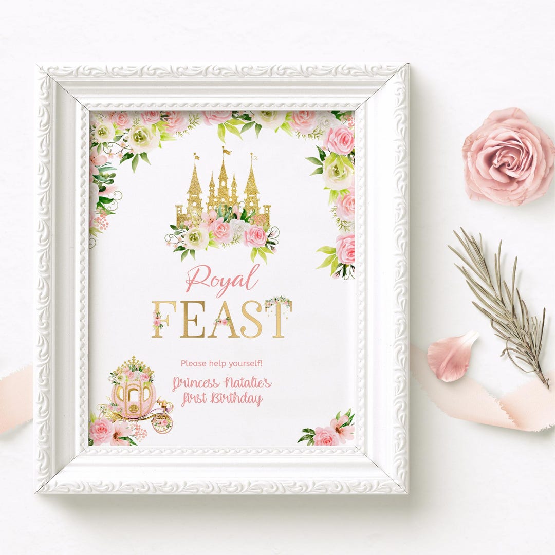 Princess Birthday Food Table Sign Printable Royal Fairytale Buffet ...