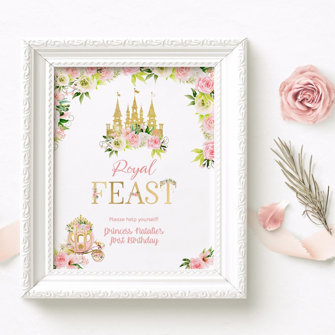 Princess Birthday Food Table Sign Printable Royal Fairytale Buffet ...