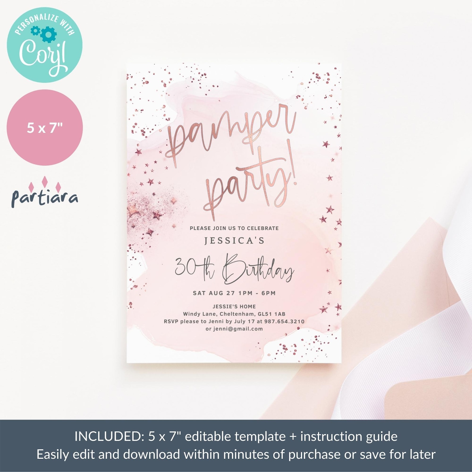 Pamper Party Invitation Printable Ladies Birthday Pampering | Etsy