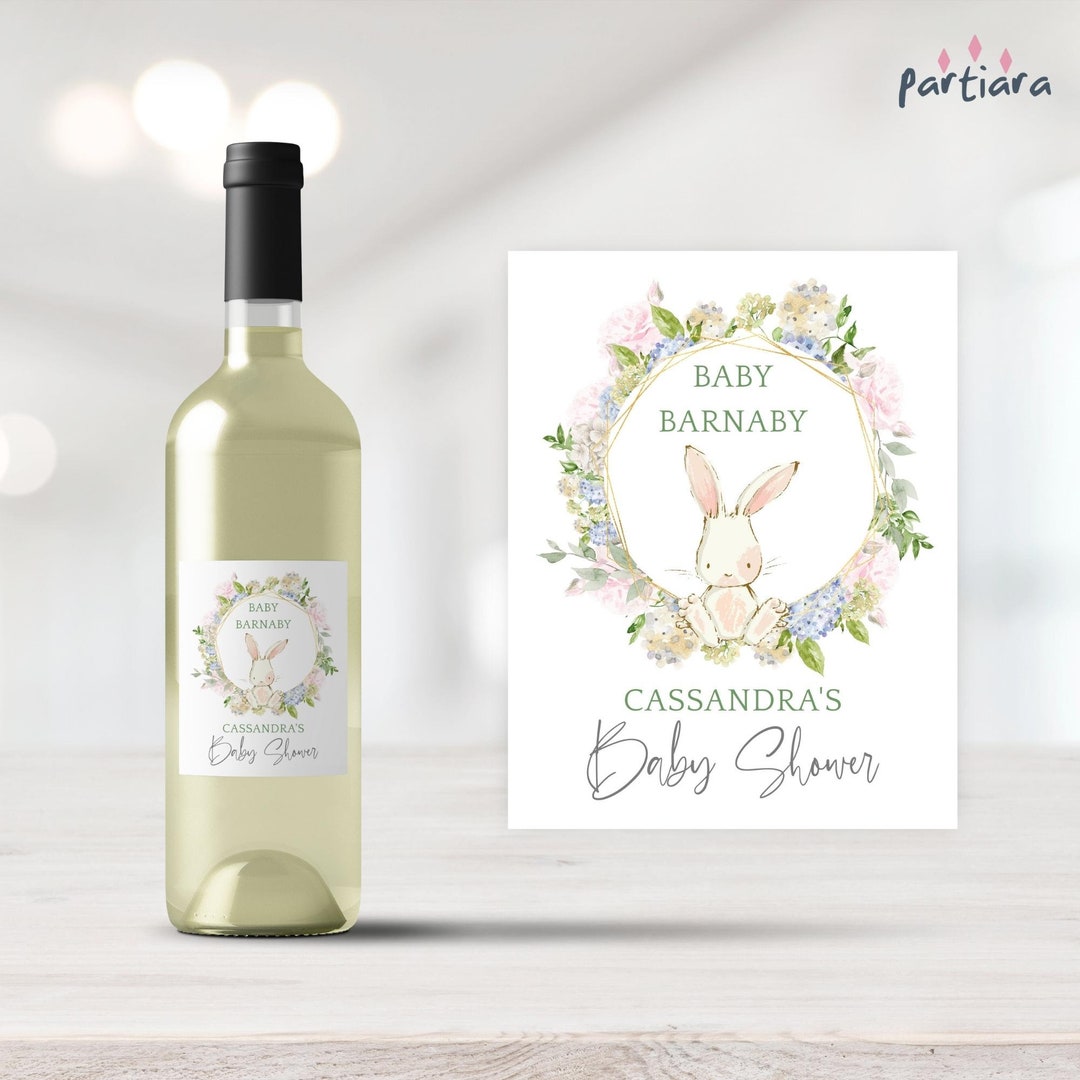 Baby Bunny Wine Label Printable Baby Shower Party Personalized Wines ...