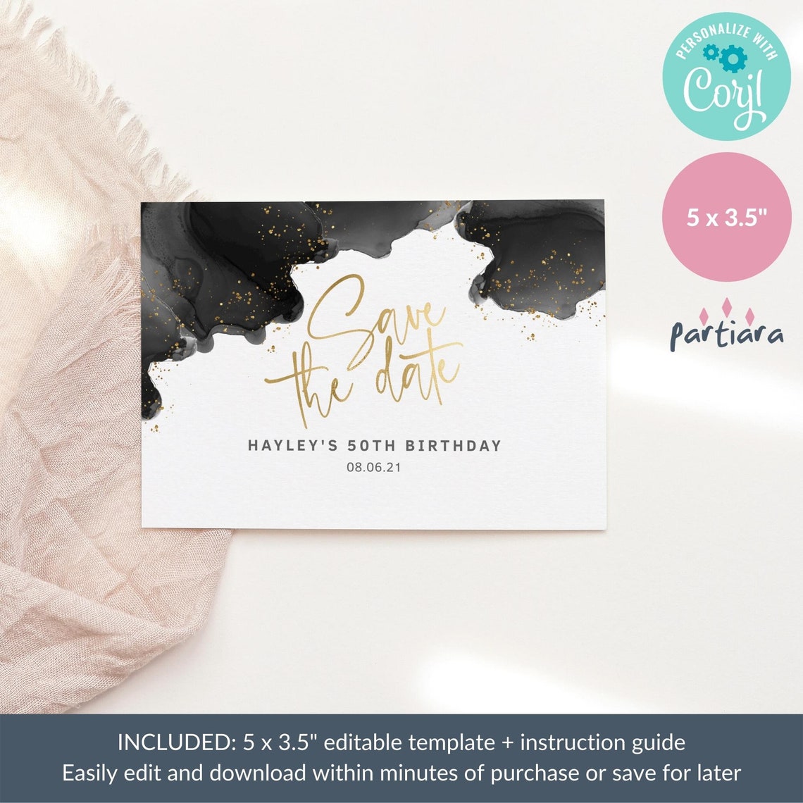 Save the Date Cards Editable Birthday Party Announcement | Etsy