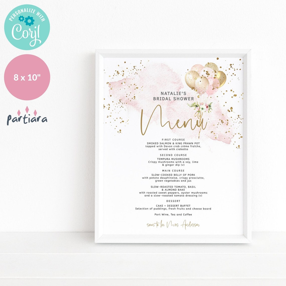 Pink Menu Sign Template, Birthday Table Menus Poster Printable, Girls ...