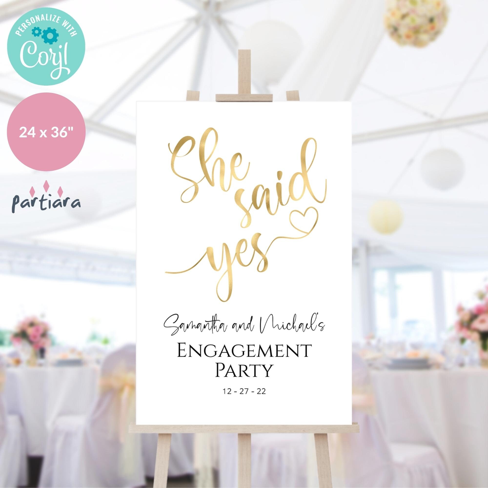 She Said Yes Engagement Party Sign Printable DIY Digital - Etsy