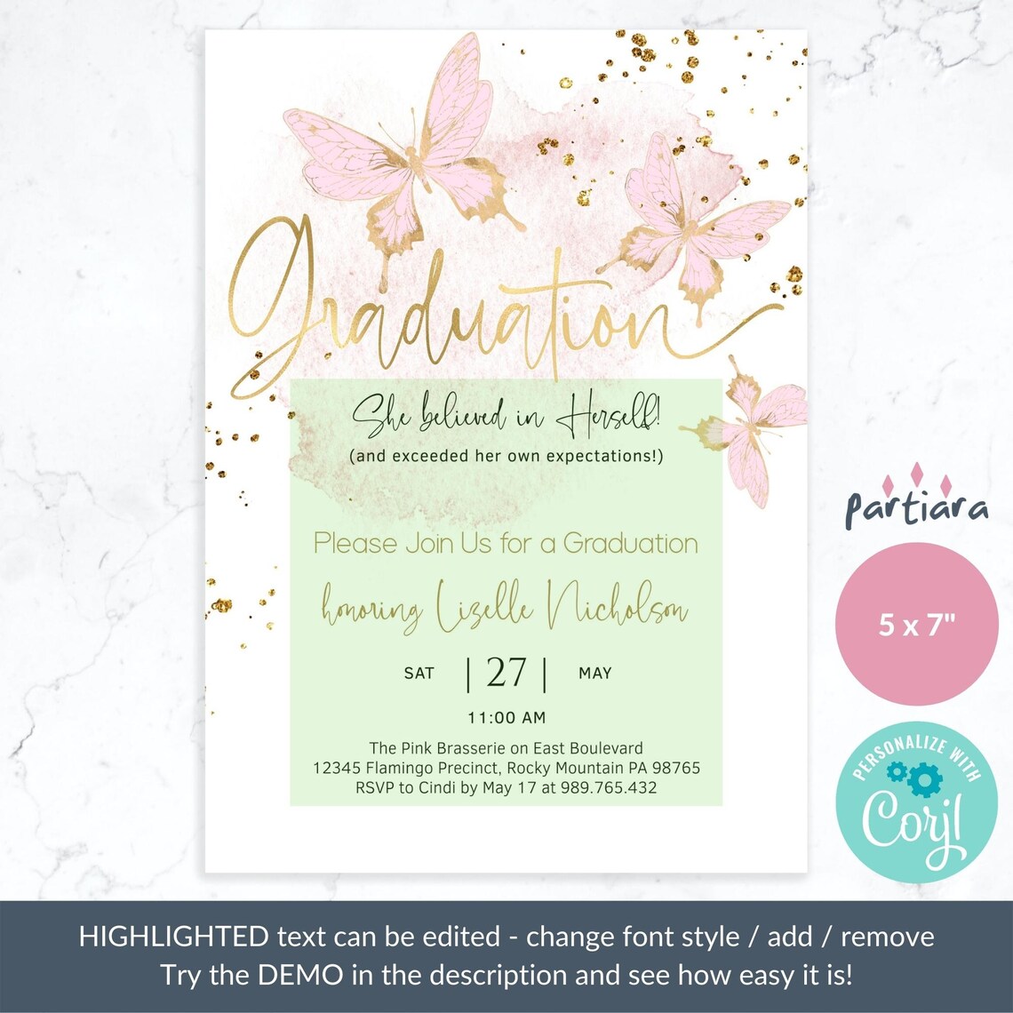 Blush Pink Graduation Party Invitation Printable Ladies - Etsy