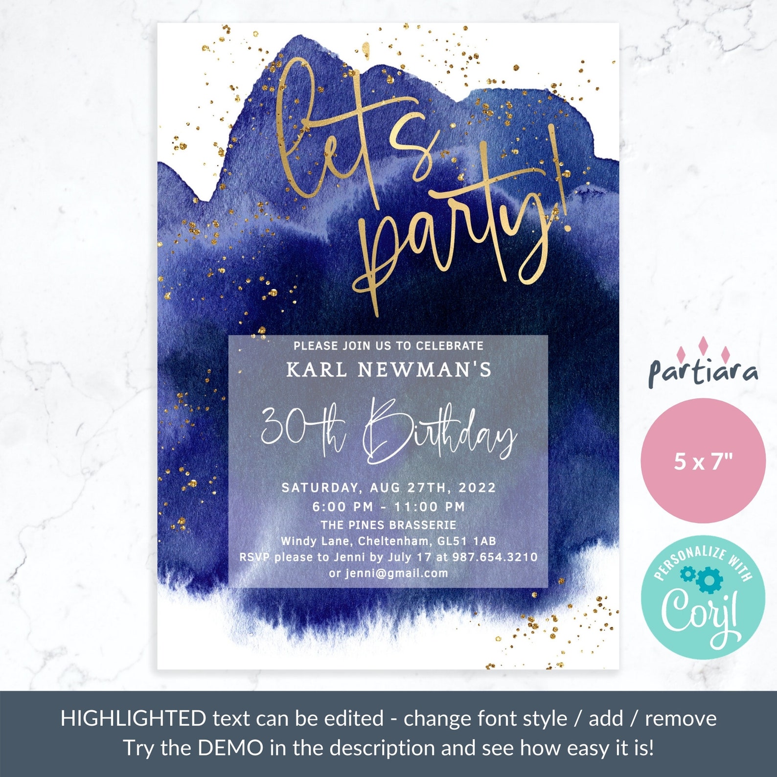 Birthday Invitation Instant Download for Men EDITABLE | Etsy