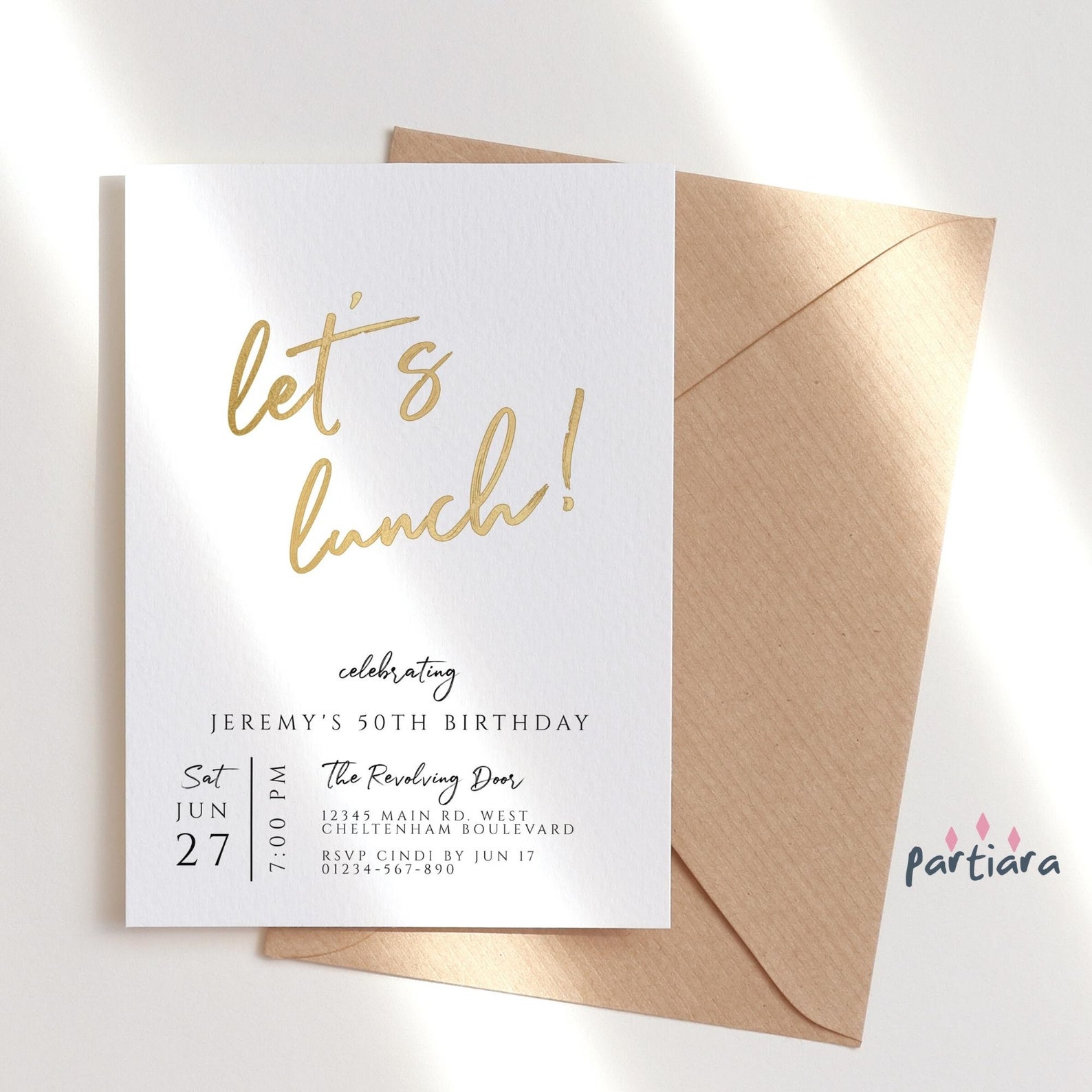 Ladies Lunch Invitation Printable Birthday Luncheon All White and Gold ...