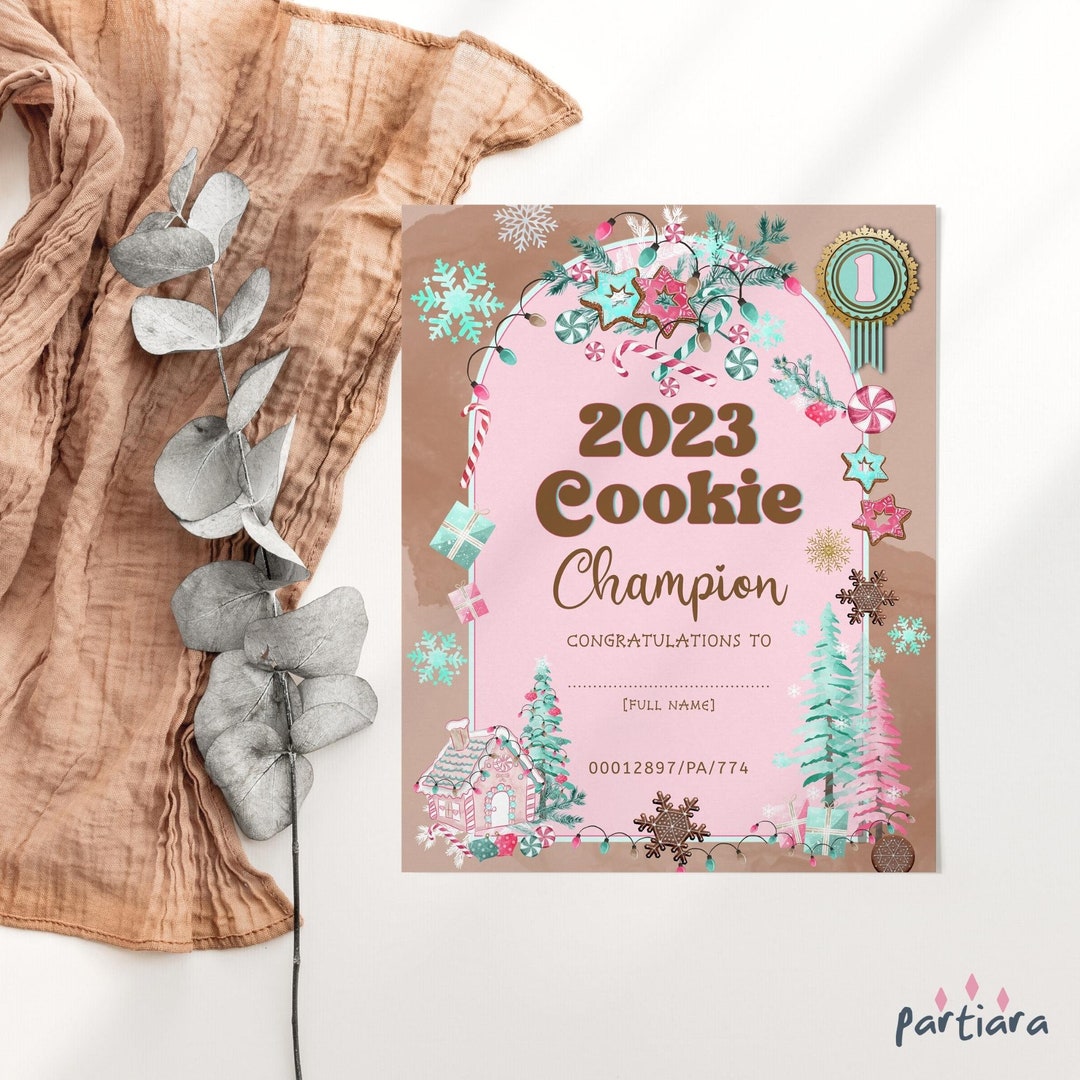 Cookie Exchange Winner Certificate Printable Christmas Cookies Baking ...