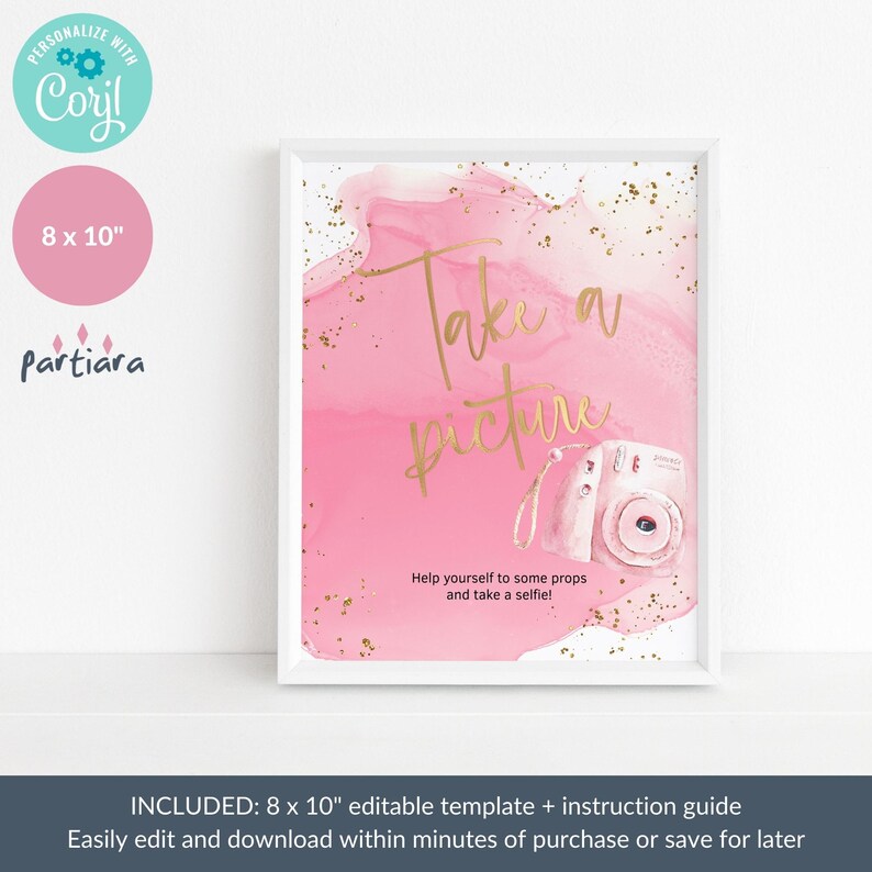 Pink Selfie Table Sign Printable, Girls Sweet 16 Take a Picture ...