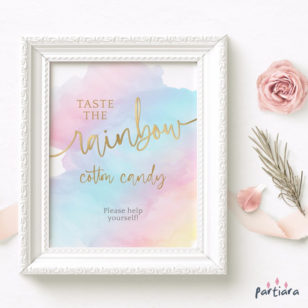 Cotton Candy Sign, Cloud 9 Birthday Rainbow Table Poster Decor ...