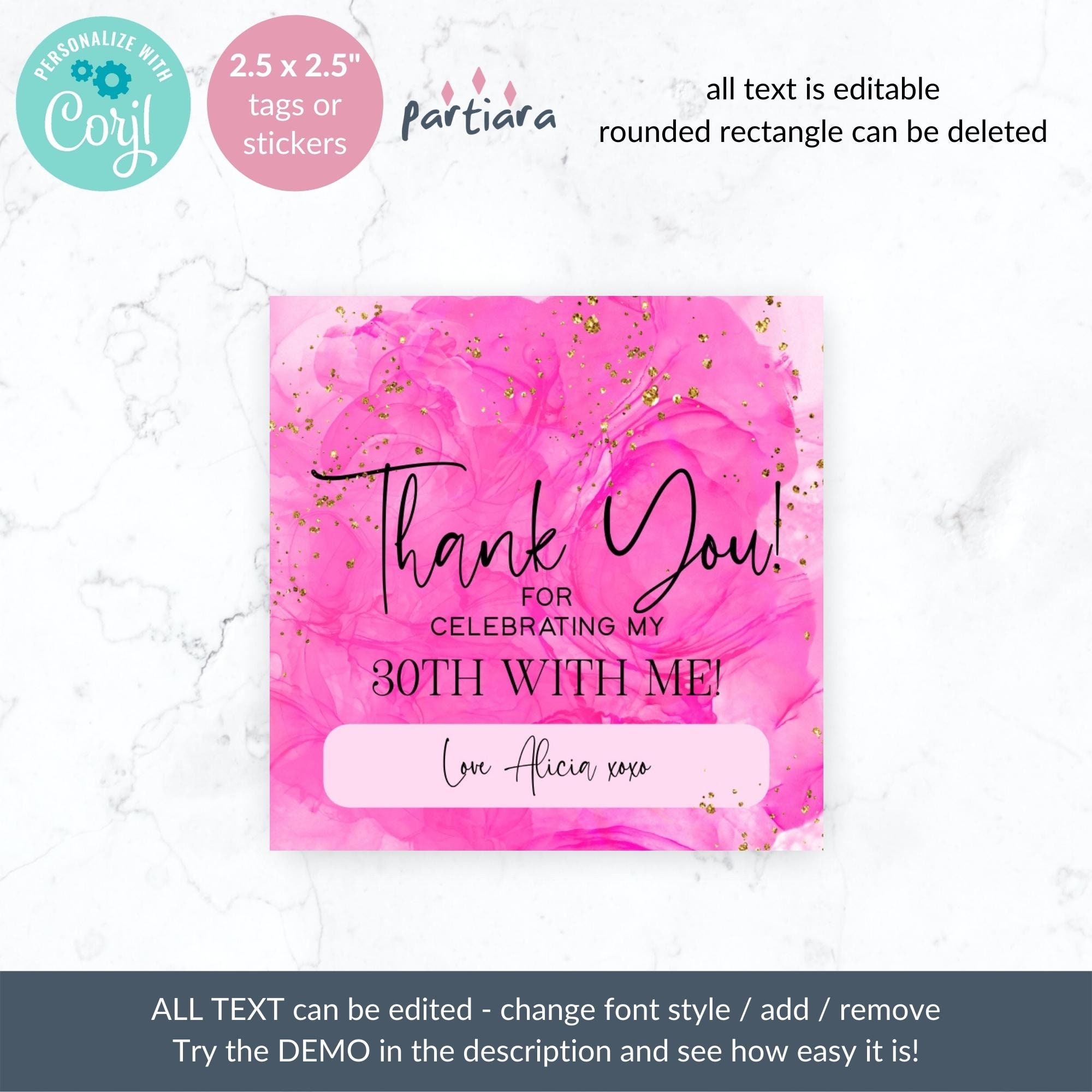 Hot Pink Birthday Favor Tags Printable Ladies Fuchsia Pink and - Etsy